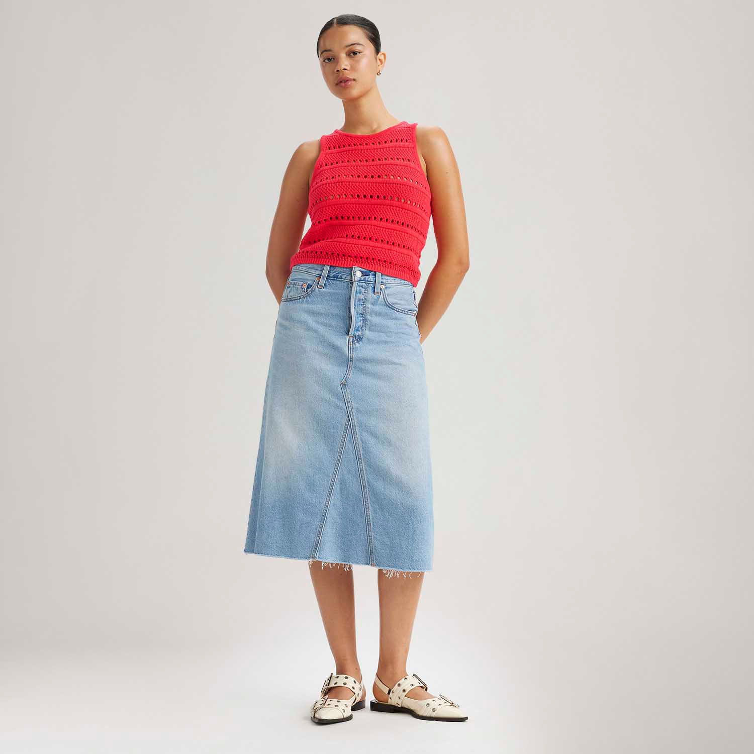 Saia Jeans Levi's® High Rise Aline Decon Lavagem Clara - Levi's® Brasil